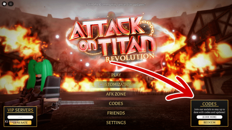 Liste des codes actifs Attack on Titan Revolution (2025)